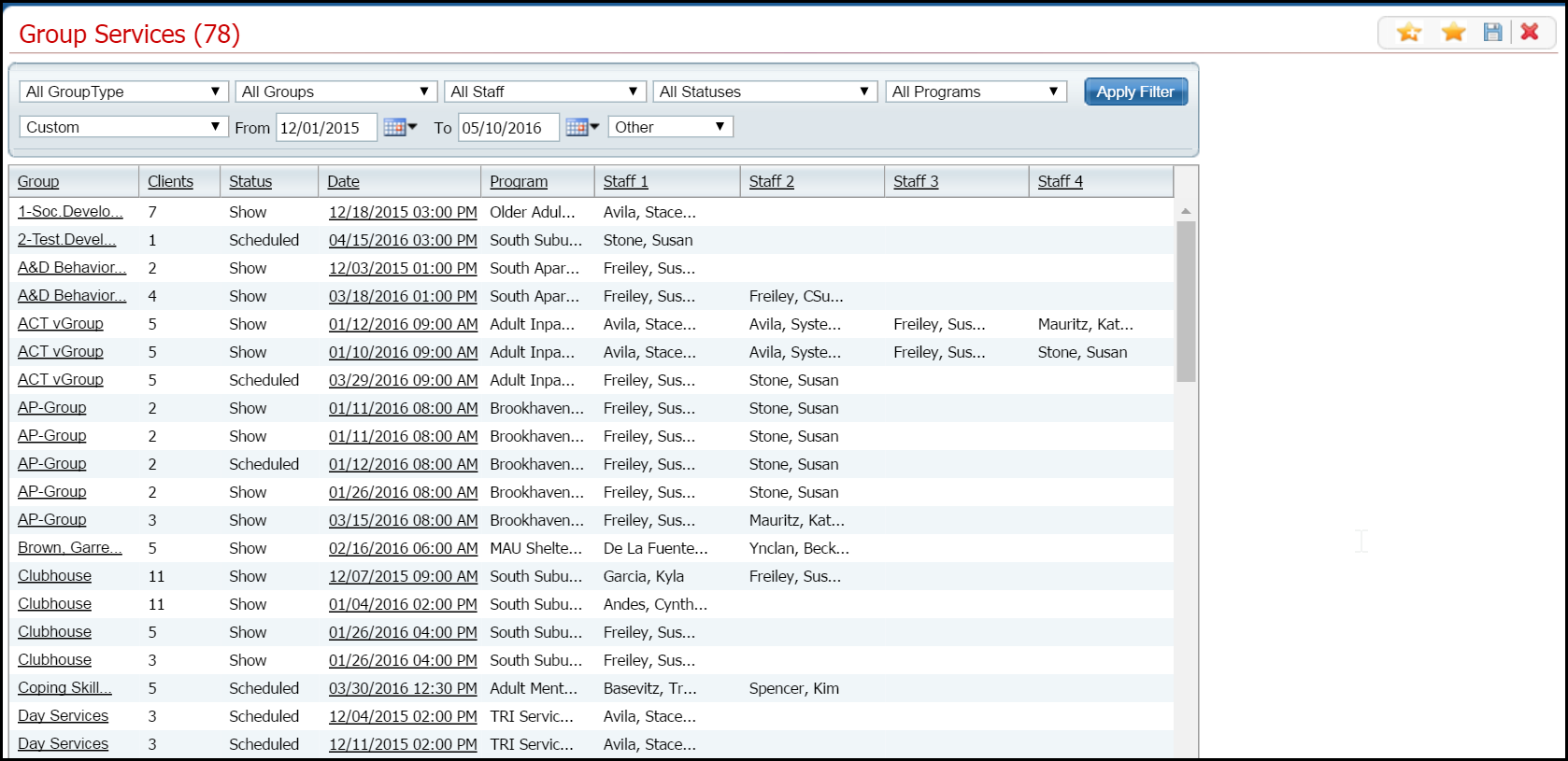 Display the Group Service Detail Page