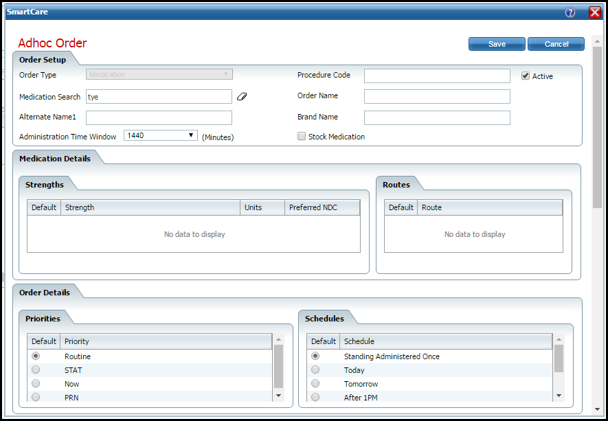 Adhoc Order Window Field Definitions