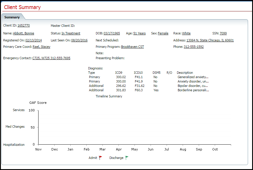 View the Client Summary Page