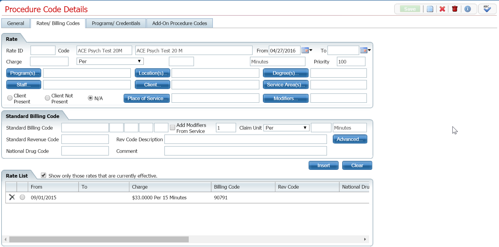 Add Modifier to the Rate Billing Codes