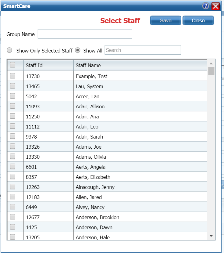 Add Staff to a Procedure Code